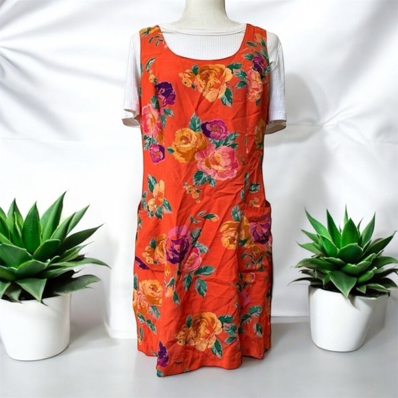 Moda International | Dresses | Vintage 9s Moda Intl Orange Floral Shift ...